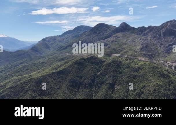 Green mountain landscape. Mountainous winding road. rocky mountains ...