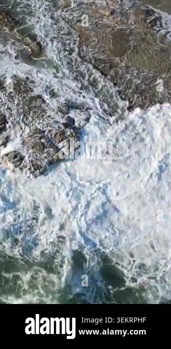 Cliffside turquoise sea. Ocean rocky cliff. Waves crashing rocks. High ...