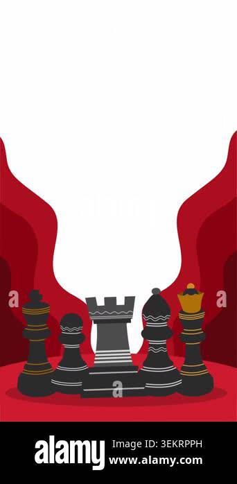 Black chess pieces standing in front of red backdrop Stock Video ...