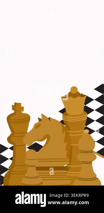 Group of detailed golden chess pieces with checkered background Stock ...