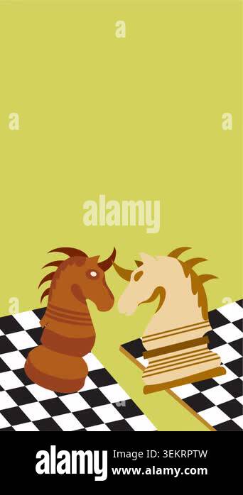 Two horse chess pieces facing each other animated video Stock Video ...