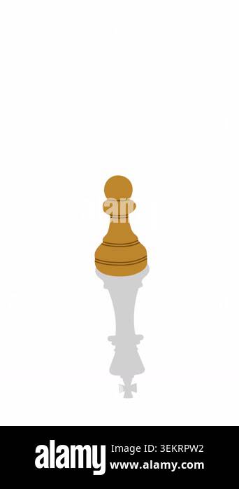 Minimalist single golden pawn with reflection on white background Stock ...
