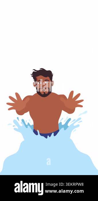 Man emerging from ocean water with a big splash Stock Video Footage - Alamy