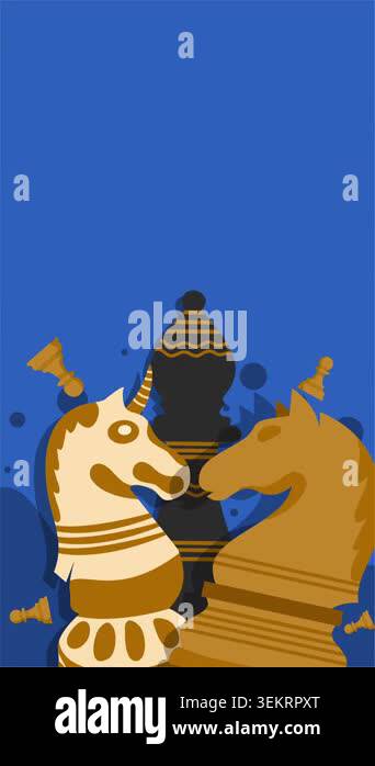 Two chess knights facing each other on blue background Stock Video ...
