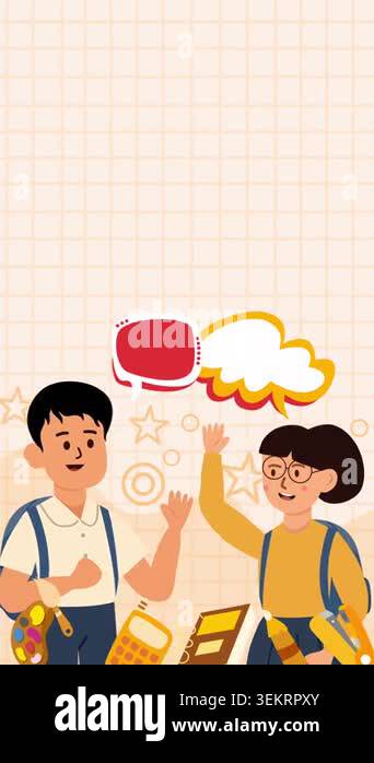 elementary students interacting with comic speech bubbles and ...