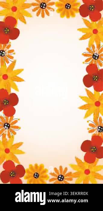Beautiful vibrant yellow and red summer flower frame border Stock Video ...