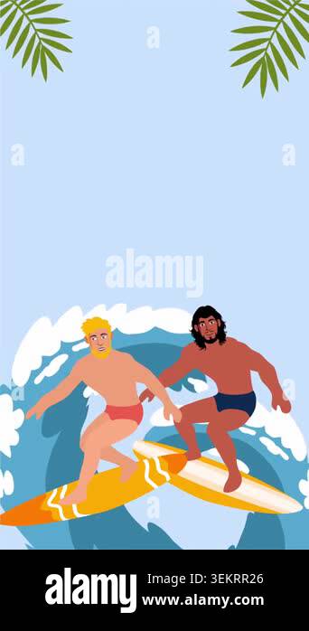 Two friends surfing together on big blue ocean waves Stock Video ...