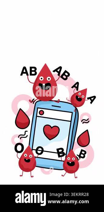 cute character blood drops jumping around a smart phone Stock Video ...