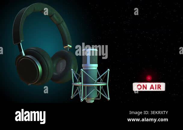3 d rendered illustration. radio with microphone Stock Video Footage ...