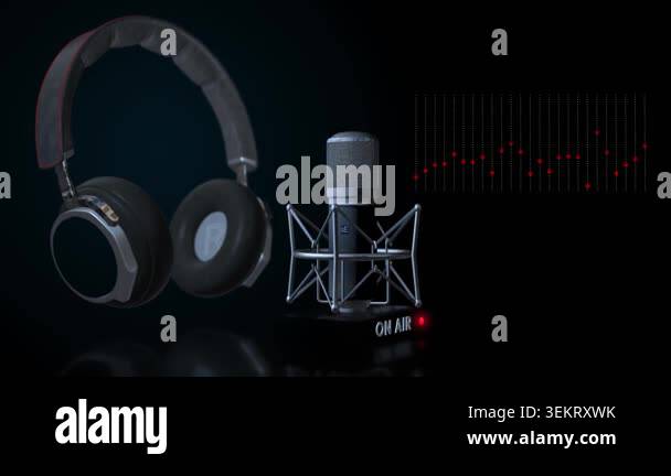 microphone and sound wave on the black background Stock Video Footage ...