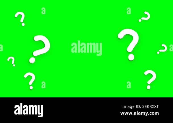 A dynamic animation of various sized question mark symbols on a green ...