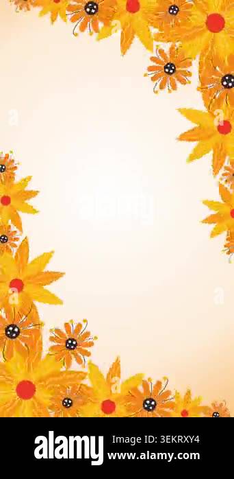 orange autumn sunflower border vertical frame background for text Stock ...