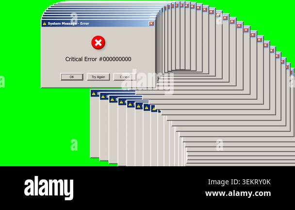 An animation of a classic computer critical error message window ...