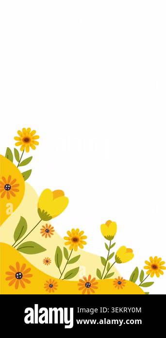 yellow mixed flowers vertical template frame with copy space Stock ...