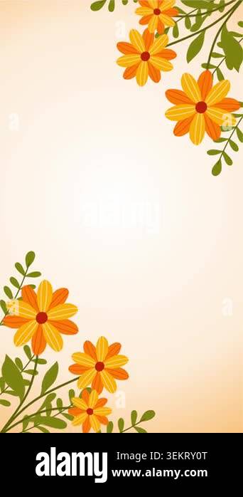 orange daisy flowers vertical frame template with text space Stock ...