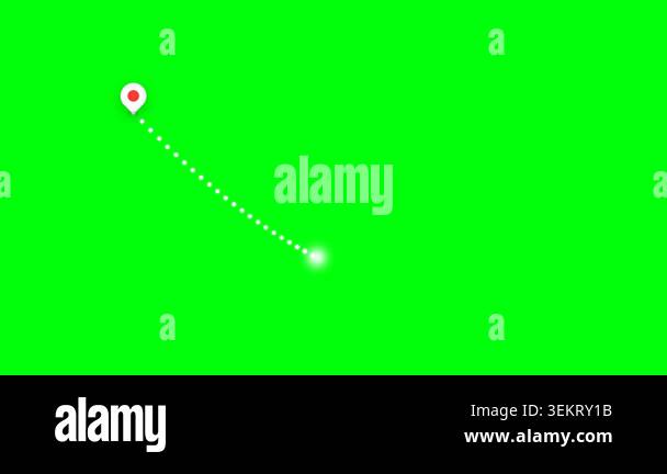 A motion graphic showing a dotted line connecting a starting point to a ...
