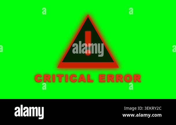 An animated critical error notification with a red warning triangle ...