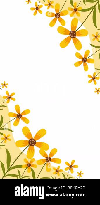 yellow sun flowers vertical frame template with copy space Stock Video ...