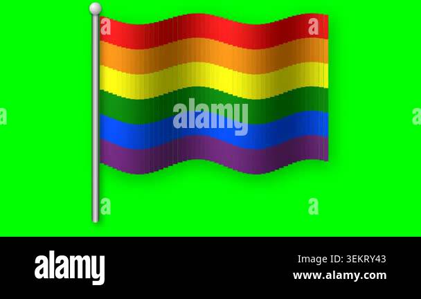 Seamless loop animation of the LGBTQ rainbow pride flag waving on a ...