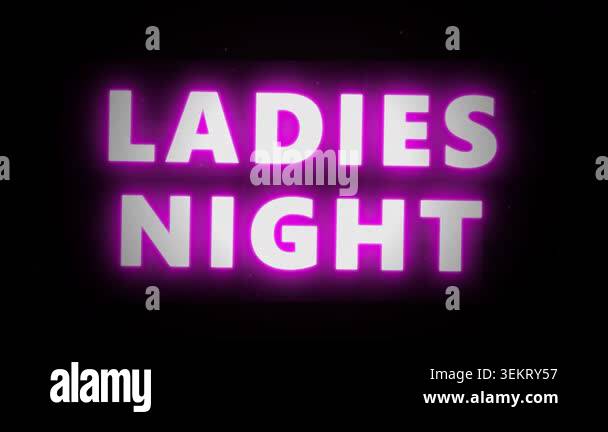 Bright Pink Neon Ladies Night Party Banner on Dark Background Stock ...
