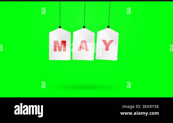 An animation of white tags hanging and swinging, spelling out the word ...
