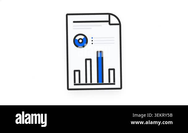 A hand-drawn, animated doodle icon depicting a document with a bar ...