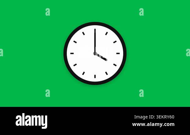 An animated minimalist wall clock with hands spinning rapidly to show ...