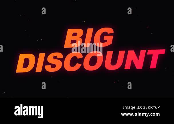 Big discount text animation on a black background, perfect for sales ...