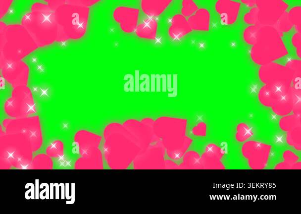 This video features an animated frame of sparkling pink hearts and ...