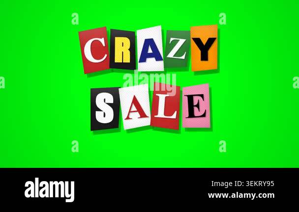 A vibrant 'CRAZY SALE' sign, with each letter on a separate colorful ...
