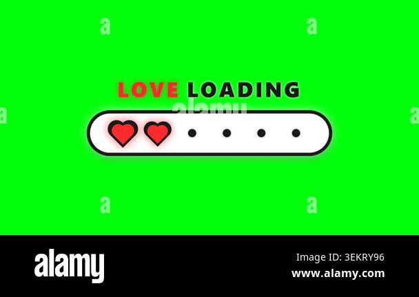 An animated loading bar with hearts filling up, indicating love loading ...