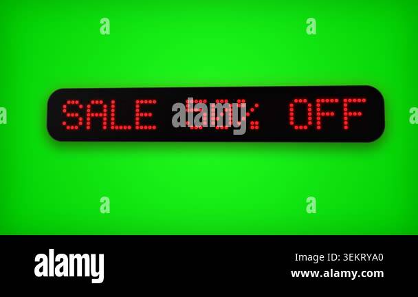 A close-up shot of a digital LED display board showing the text 'SALE ...