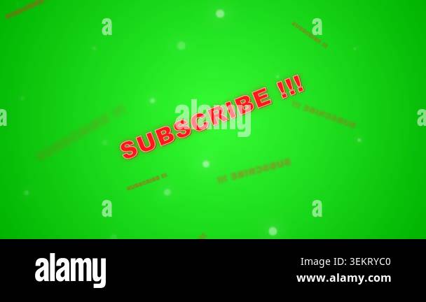 A looping animation of a red 3D subscribe call to action text on a ...