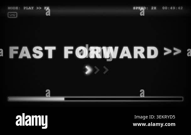 A retro VHS tape effect showing 'FAST FORWARD' text on an old ...