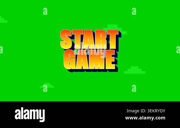An animated retro style Start Game text with a pixel art font and ...