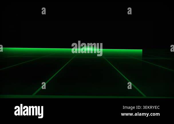 An abstract animation of a camera moving forward through a dark digital ...