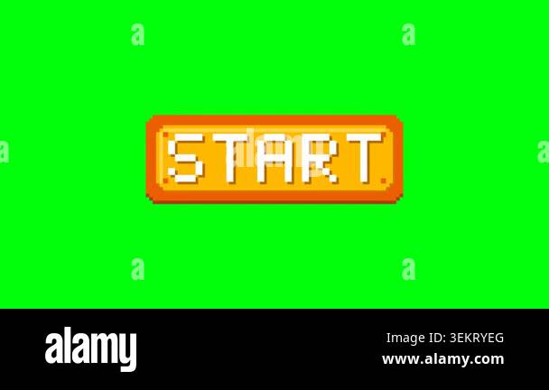 An animated pixel art start button from a classic 8 bit video game ...