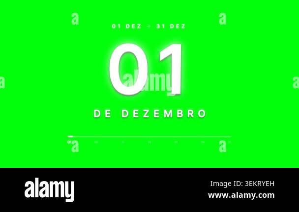 Animated digital calendar counting each day of December from 1 to 31 ...