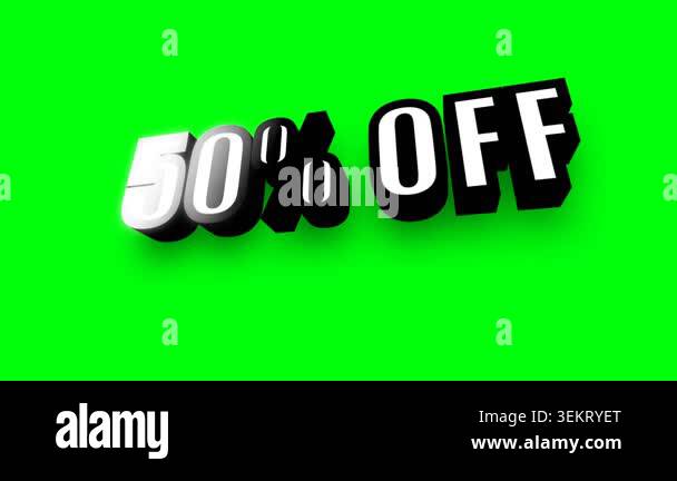 A dynamic 3D animation of the text 50 Percent Off. This clip is ...
