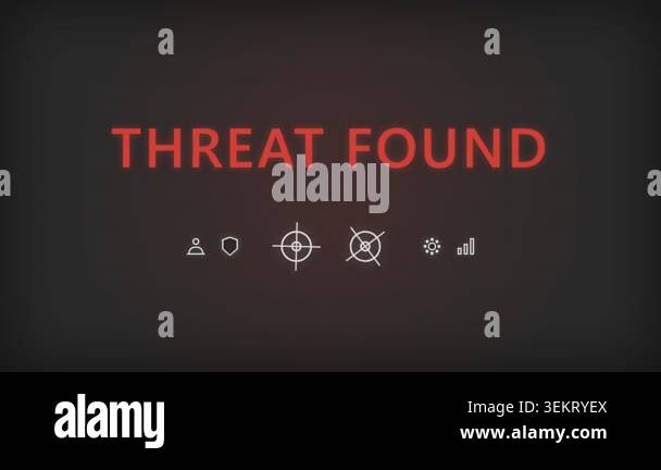 Animation of a computer screen with a red THREAT FOUND warning. Icons ...