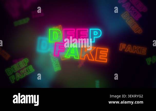 Animated neon sign with the words Deep Fake. A conceptual video about ...