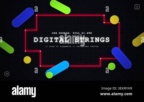 An abstract animation featuring colorful geometric shapes and a glowing ...