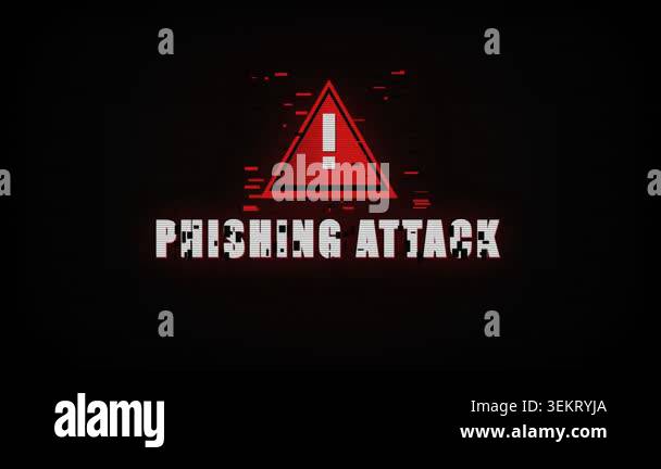 Animation of a red warning sign and the text Phishing Attack with a ...