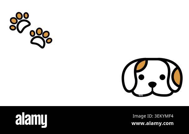 A cute puppy sticker set with paw prints and a small dog illustration ...