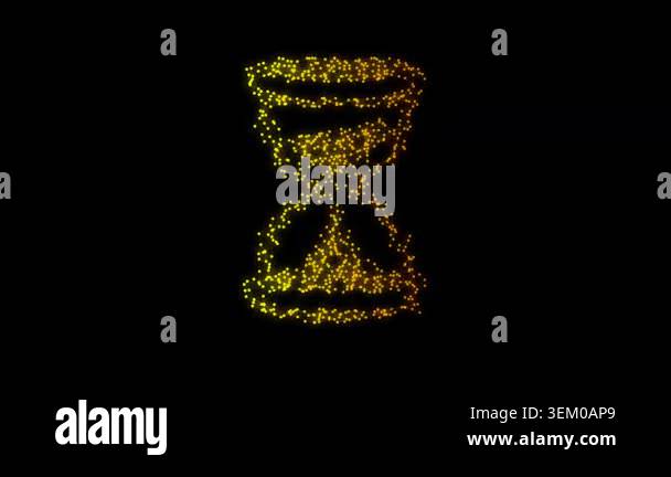 Golden Hourglass Symbol Particle Animation on Dark Background, Glowing ...