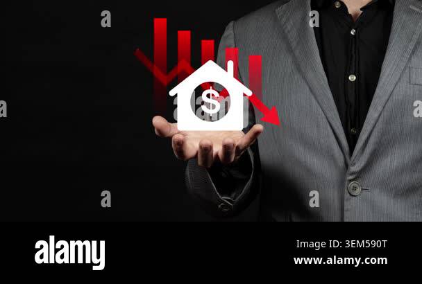 Motion graphics of a modern businessman on suit holding on his hand a ...