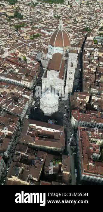 Impressive aerial drone footage flying over the historic center of ...
