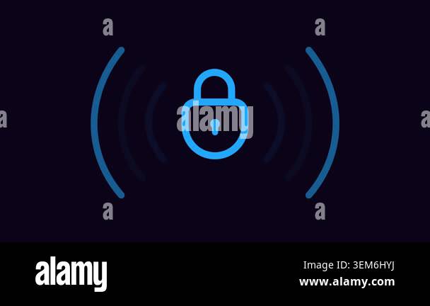 Remote lock icon, Wireless lock sign with radio waves 2d Animation with ...