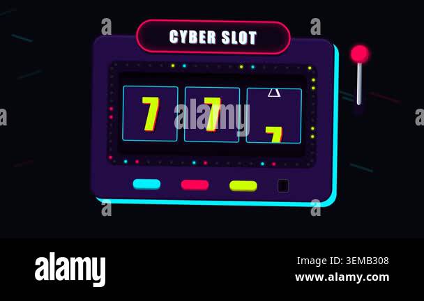 Neon Virtual Slot Machine Animation Showing Triple Seven Jackpot and ...