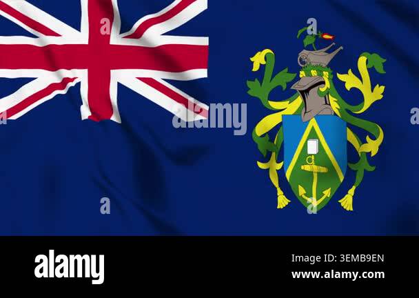 Pitcairn Islands Flag Animation, MP4 Waving Island Banner Background ...